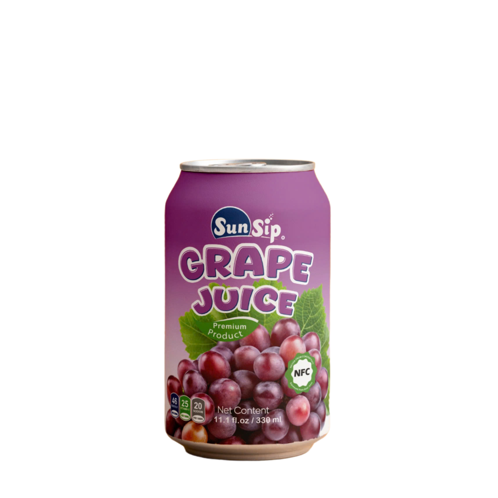 SUNSIP FRUIT JUICE with Grape – 330ml short can - SunSip Beverages Viet Nam